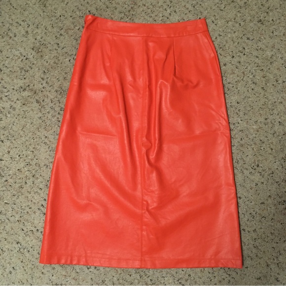 Target | Skirts | Orange Faux Leather Aline Midi Skirt Prodigy Brand ...